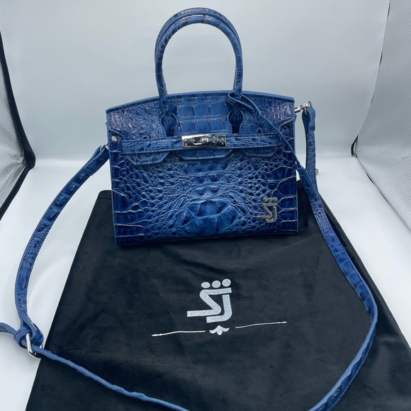 Shane Justin | Bags | Shane Justin Blue Snakeskin Bag | Poshmark